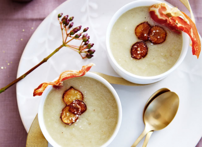 Roomsoep van topinamboer, chips van pancetta | Intermarché