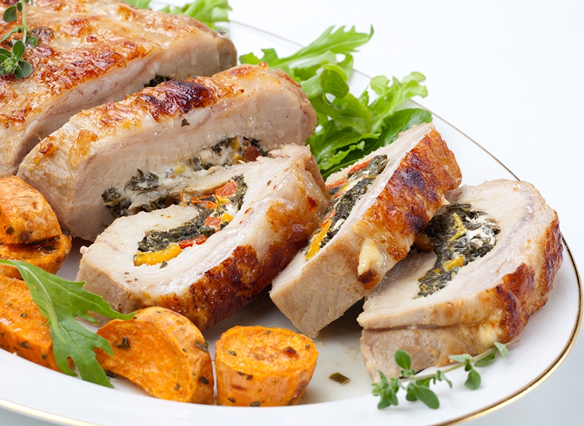 Varkensgebraad gevuld met spinazie, feta en paprika | Intermarché